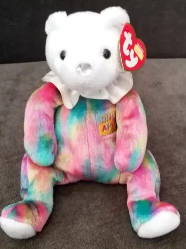 2001 Ty Beanie Baby APRIL the Birthday Bear RUFFLE COLLAR DIAMOND ...