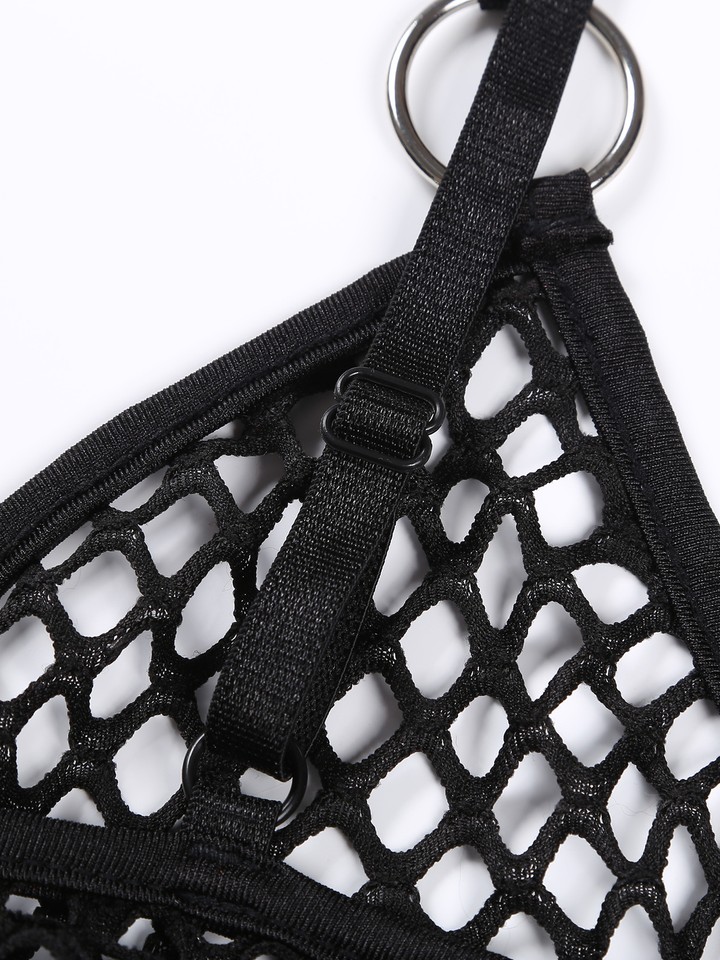 Women Sexy Hollow Out Netted Lingeries Crop Top Hollow Out Nipples Bra ...