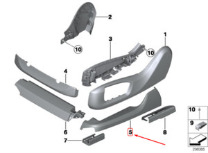 NEW BMW 5 F10 FRONT SEAT LEFT UPPER RAIL EXTERIOR FINISHER 52107318987 ...