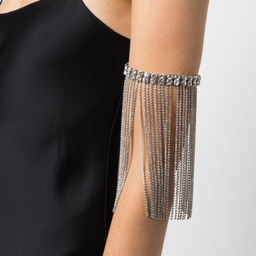 Luxury Glitter Rhinestone Tassel Chain Bracelet Party Dance Arm Armlet ...