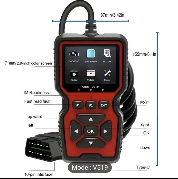 V519 OBD2 ObdII OBD Scanner Professional Code Read Engine System ...