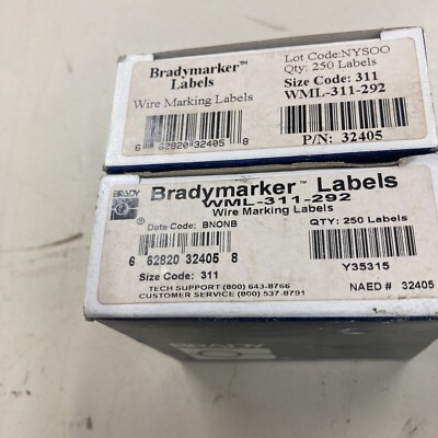 Lot of 2 - Brady WML-311-292 Wire Marking Labels 32405 Qty. 250 x2 | eBay