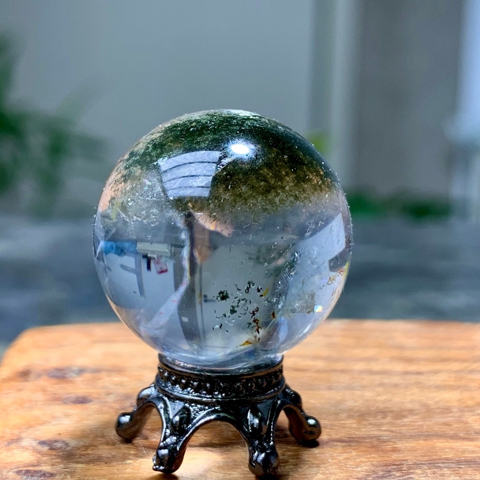 17G Natural Green Ghost Crystal Quartz Ball Crystal Sphere Mineral ...