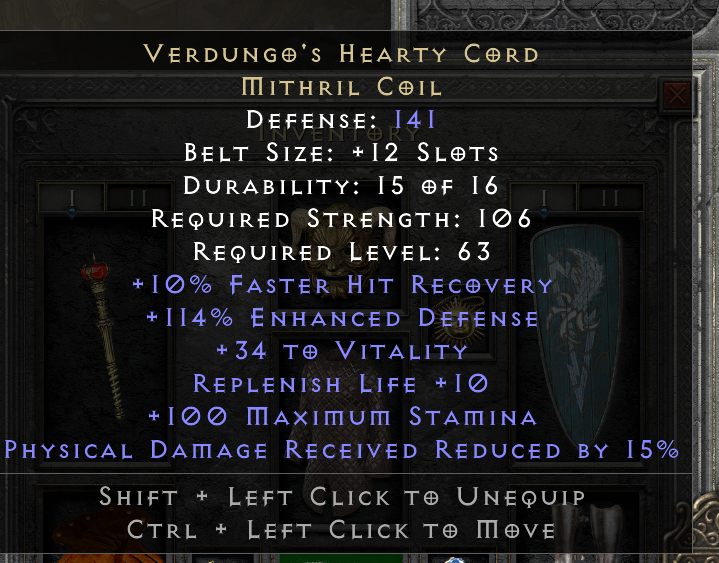 Diablo 2 Resurrected D2R: Verdungo's Hearty Cord Coil Belt - SC - PC ...