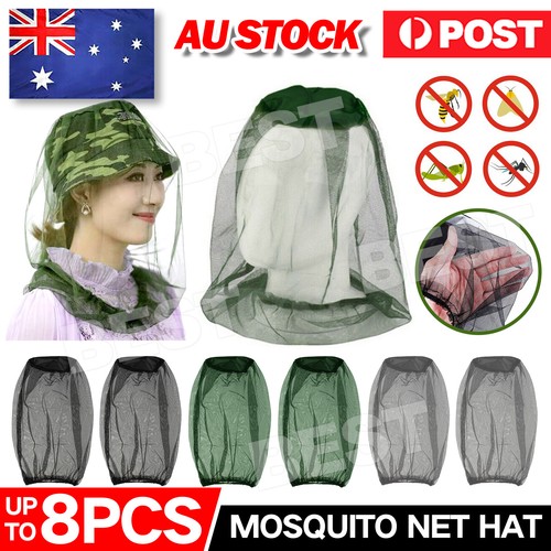 4x/8x Mosquito Fly Head Net Insect Mesh Hat Bee Bug Mozzie Protector Outdoor AU | eBay Australia