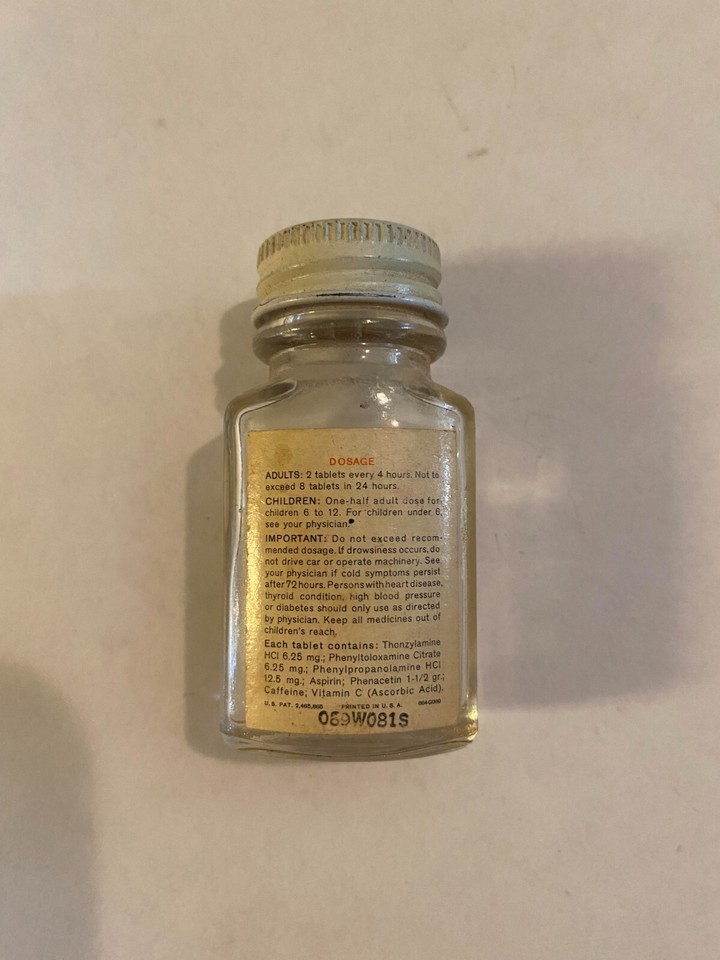 Vintage 1962 Super Anahist Tablets Sinus Congestion Bottle (Clean) | eBay