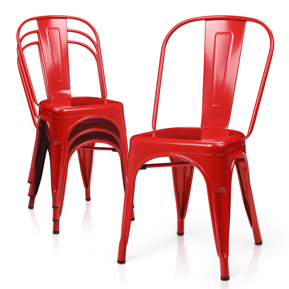 Red[4 PCS STACKABLE METAL SIDE CHAIR]Outdoor Wedding Commercial Event ...