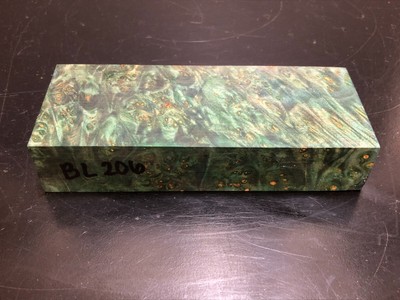 BL206 STABILIZED Double Dyed Maple Burl Knife Block Handle Pistol Grip ...