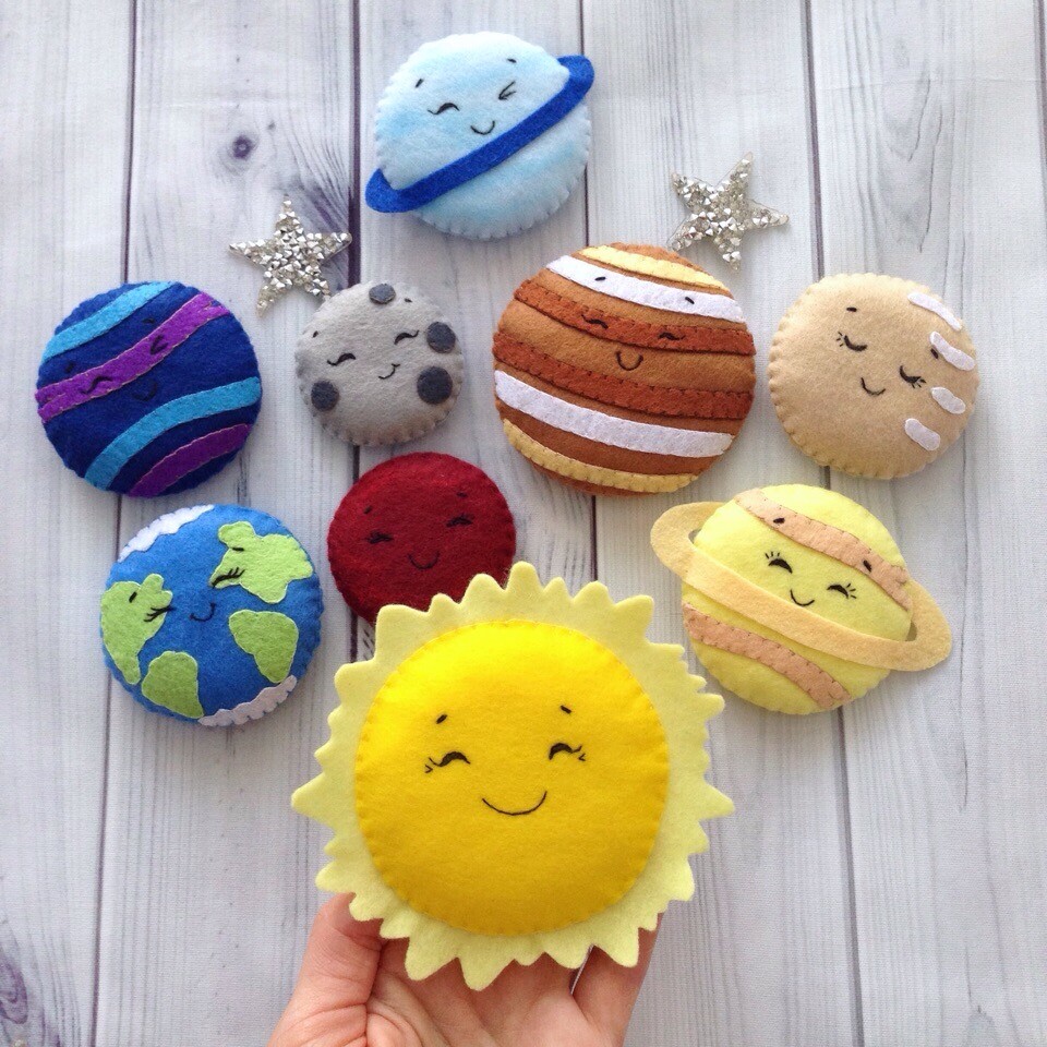 Solar System Felt Toy Sun Planets Baby Gift Nursery Crib Decor ...
