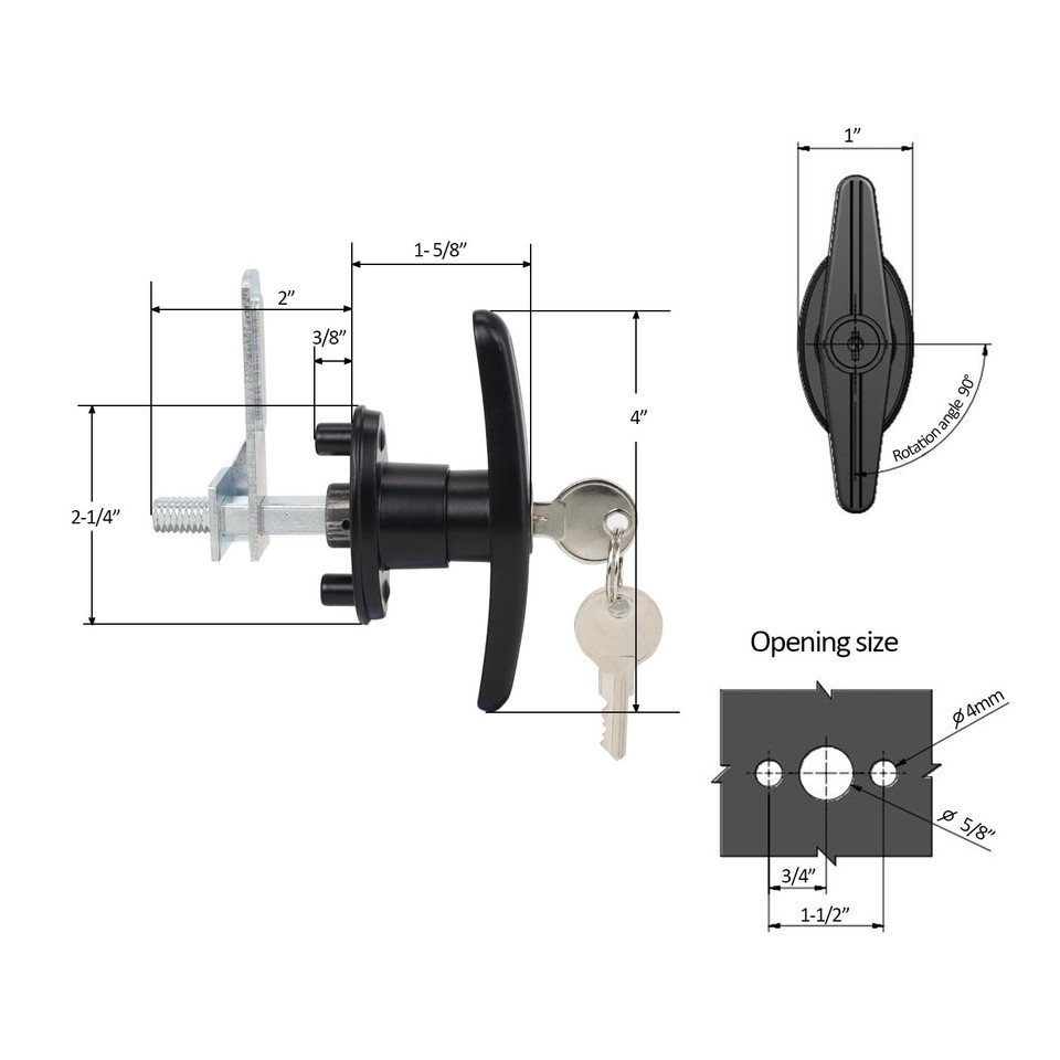Keyed-Alike Locking T-Handle Kit for Truck Camper Shell/Cap & Topper ...