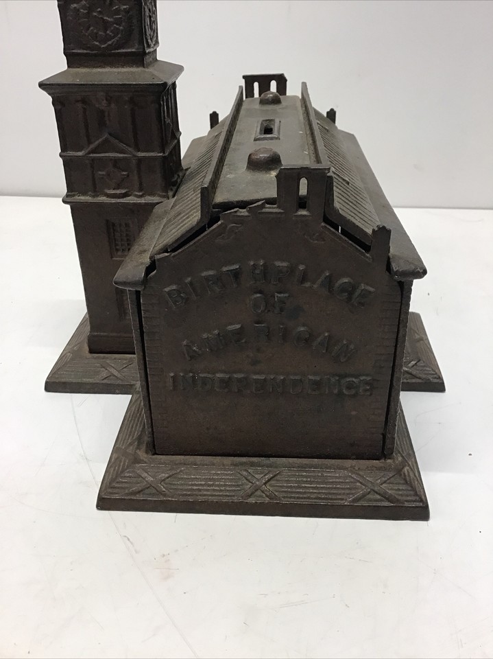 Antique Large Independence Hall Cast Iron Coin Bank 1875 Enterprise ...