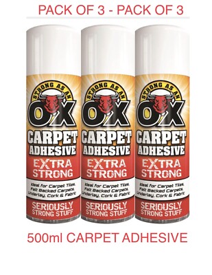 PACK OF 3 x 500ML STRONG AS AN OX HEAVY DUTY CARPET ADHESIVE GLUE ...