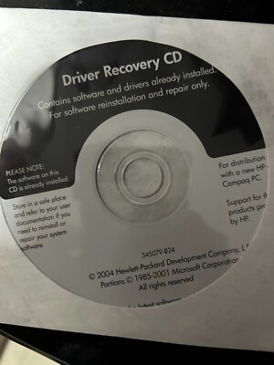 Hp Driver recovery CD 345079-b24 Hewlett Packard 2004 | eBay