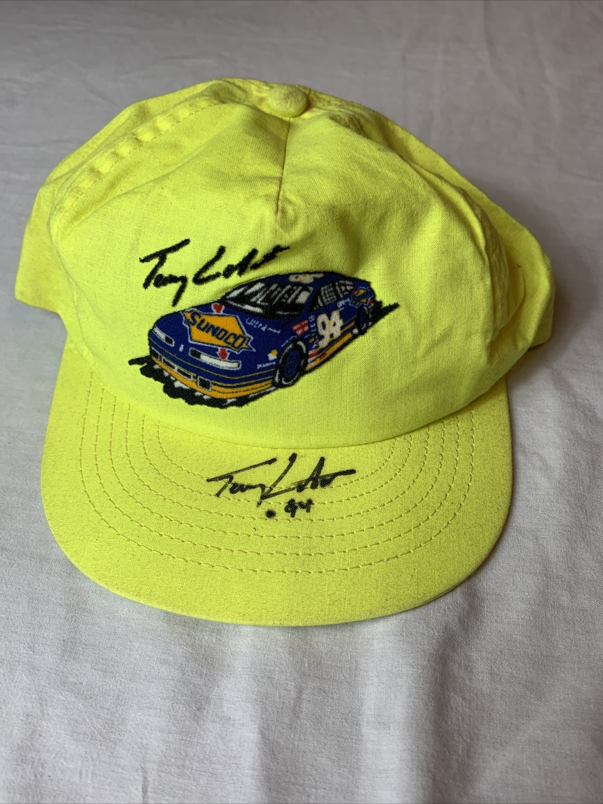 Vintage Terry Labonte Sunoco Racing Signed YELLOW Trucker Snapback Hat ...