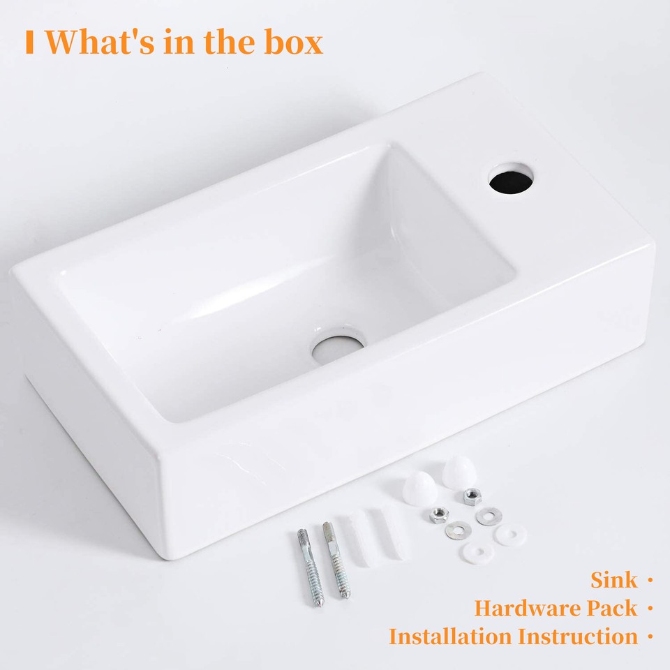 10x18 White Ceramic Mini Hand Wash Basin Compact Bathroom Cloakroom ...