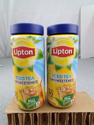 2x Lipton Caffeinated Unsweetened Instant Iced Tea 30 Quarts Broken Cap ...