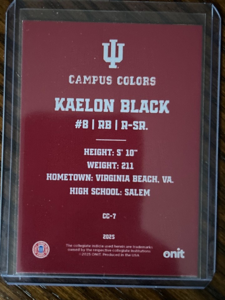 2025 Onit Campus Colors Red Kaelon Black CC-7 Indiana Hoosiers National ...