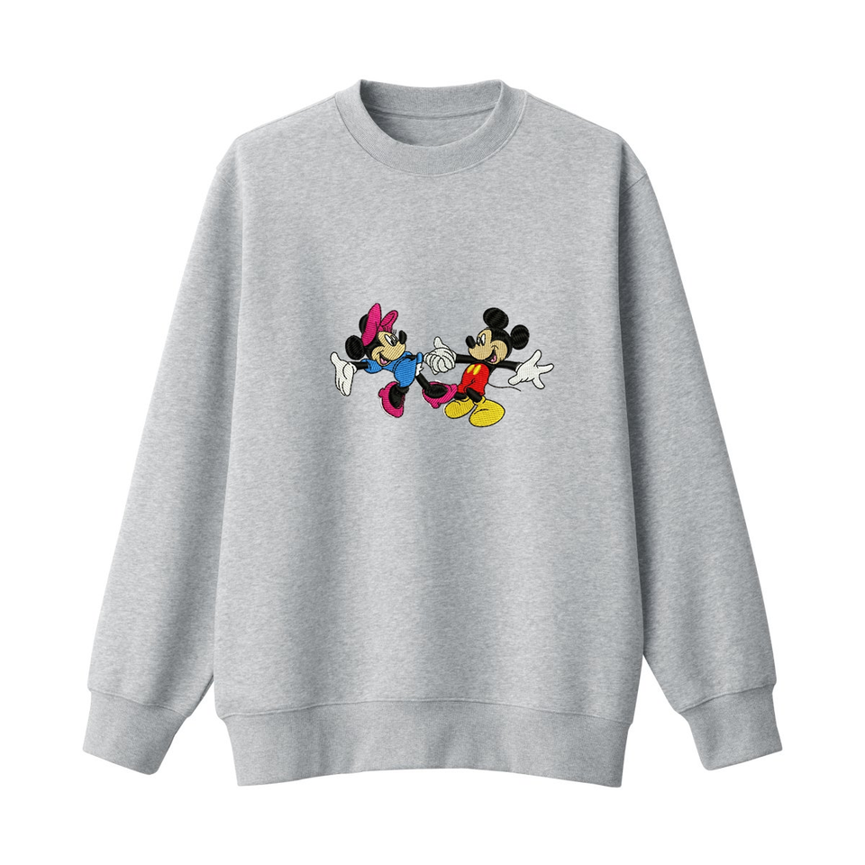 Mickey Minnie Mouse Running Holding Hands Embroidered Sweatshirt ...