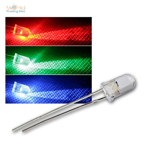 20 LEDs 5mm wasserklar RGB langsam blinkend, blinkende LED rot grün ...