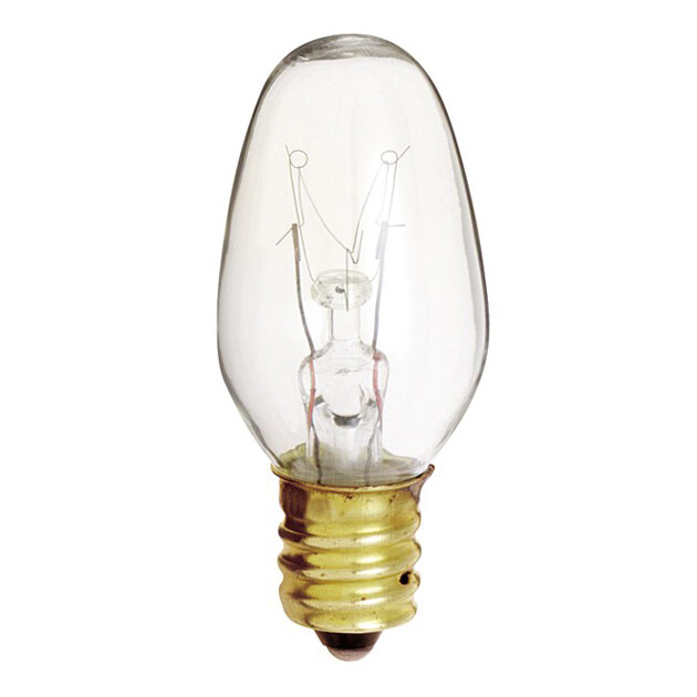 25 Pack Night Light Bulbs 7C7 7W Watt 120V Volt C7 Candelabra E12 Base ...