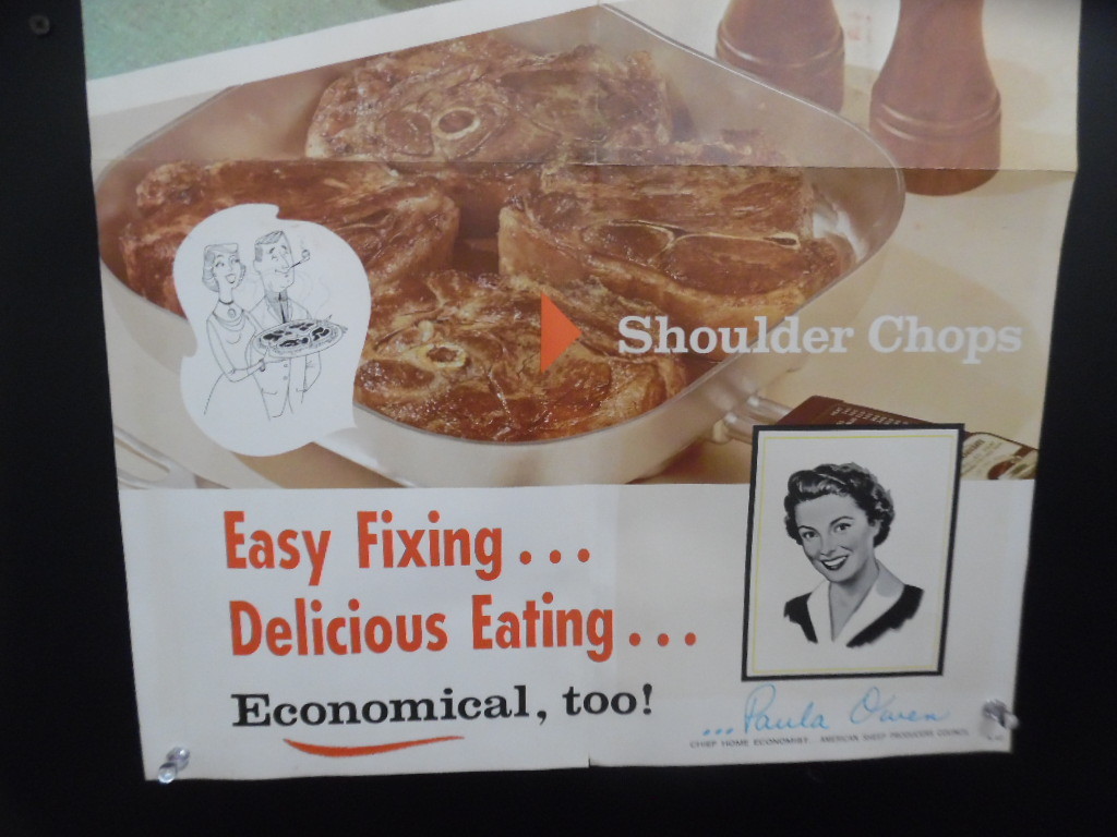 1950s LAMB Chops Roast Butcher Shop Meat Poster Atomic Age Sheep ...