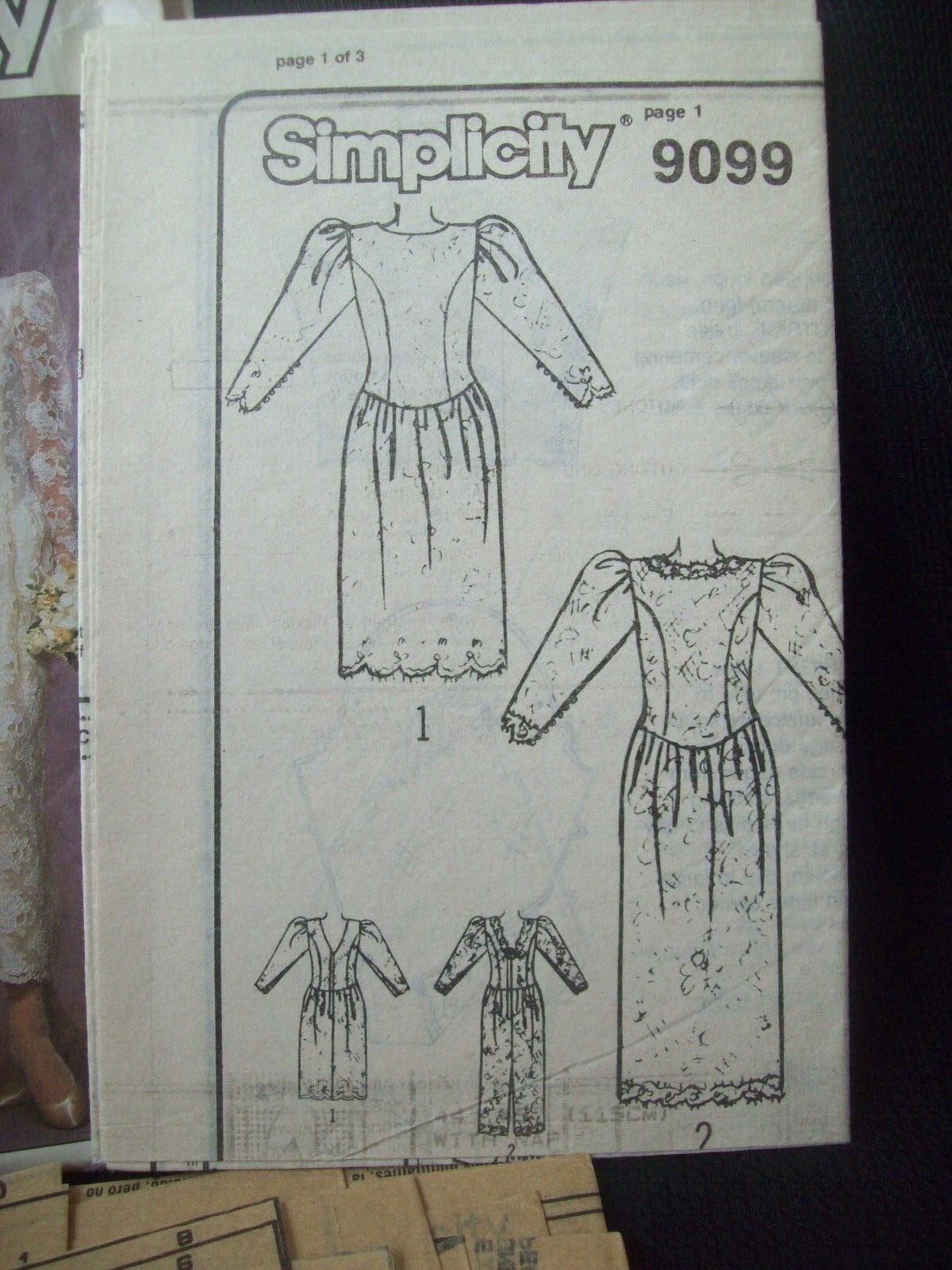 Vintage Simplicity Pattern 9099 'V' Back Lined Dress Two Lengths Cut ...