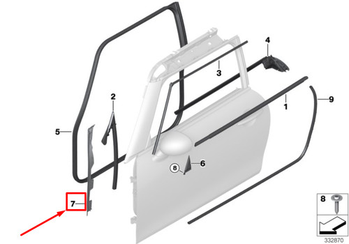 MINI COOPER F56 FRONT RIGHT DOOR A-PILLAR SEAL 7299998 51337299998 NO🇺🇸 ...