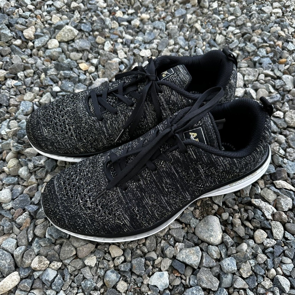 APL Techloom Pro Running Shoes Women’s Size 10 Black Metallic Gold Lace ...