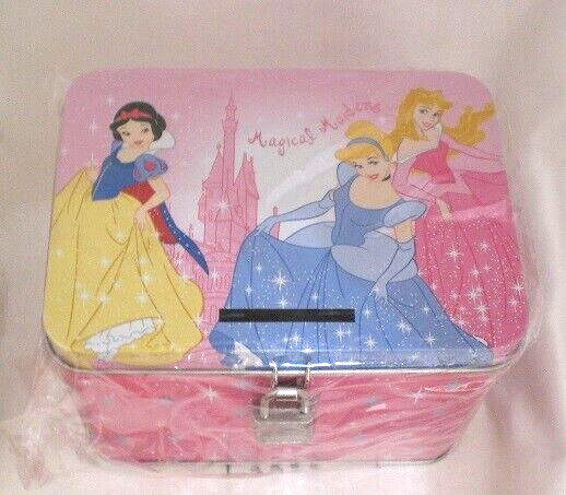 DISNEY PRINCESS METAL BANK W/ LOCK SNOW WHITE, CINDERELLA, SLEEPING ...