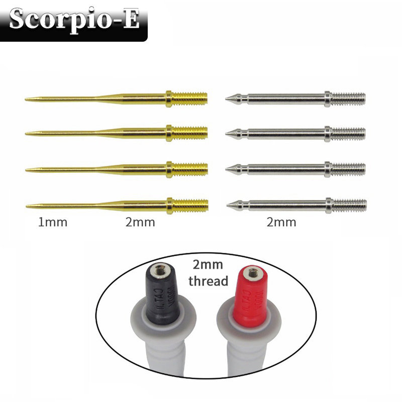 8PCS Wire Piecering Probe 1mm/2mm Tips 2mm Thread Replaceable Gilded ...