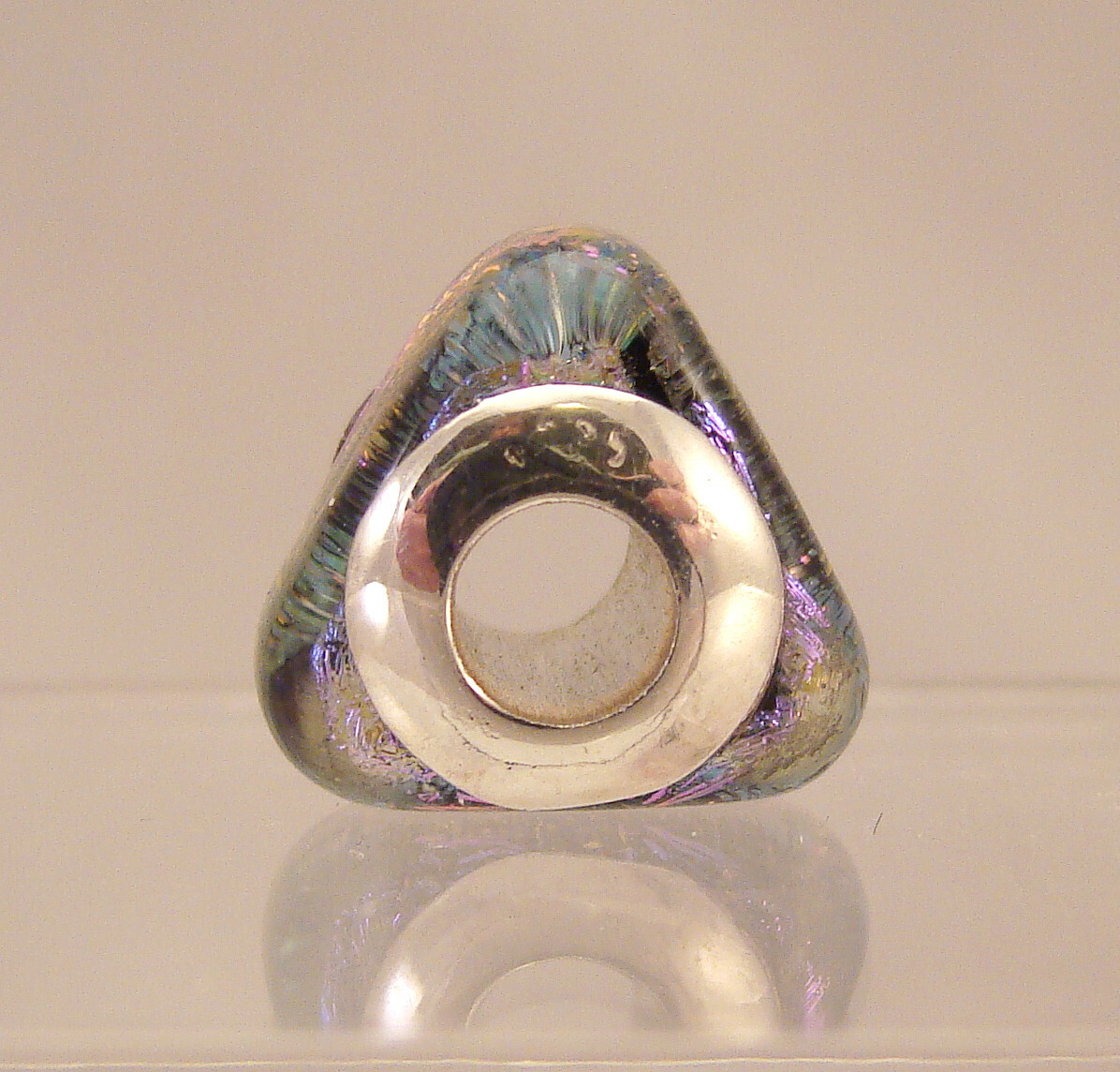 Reflection Beads OG Sterling Turquoise Blue Triangle Dichroic Glass ...