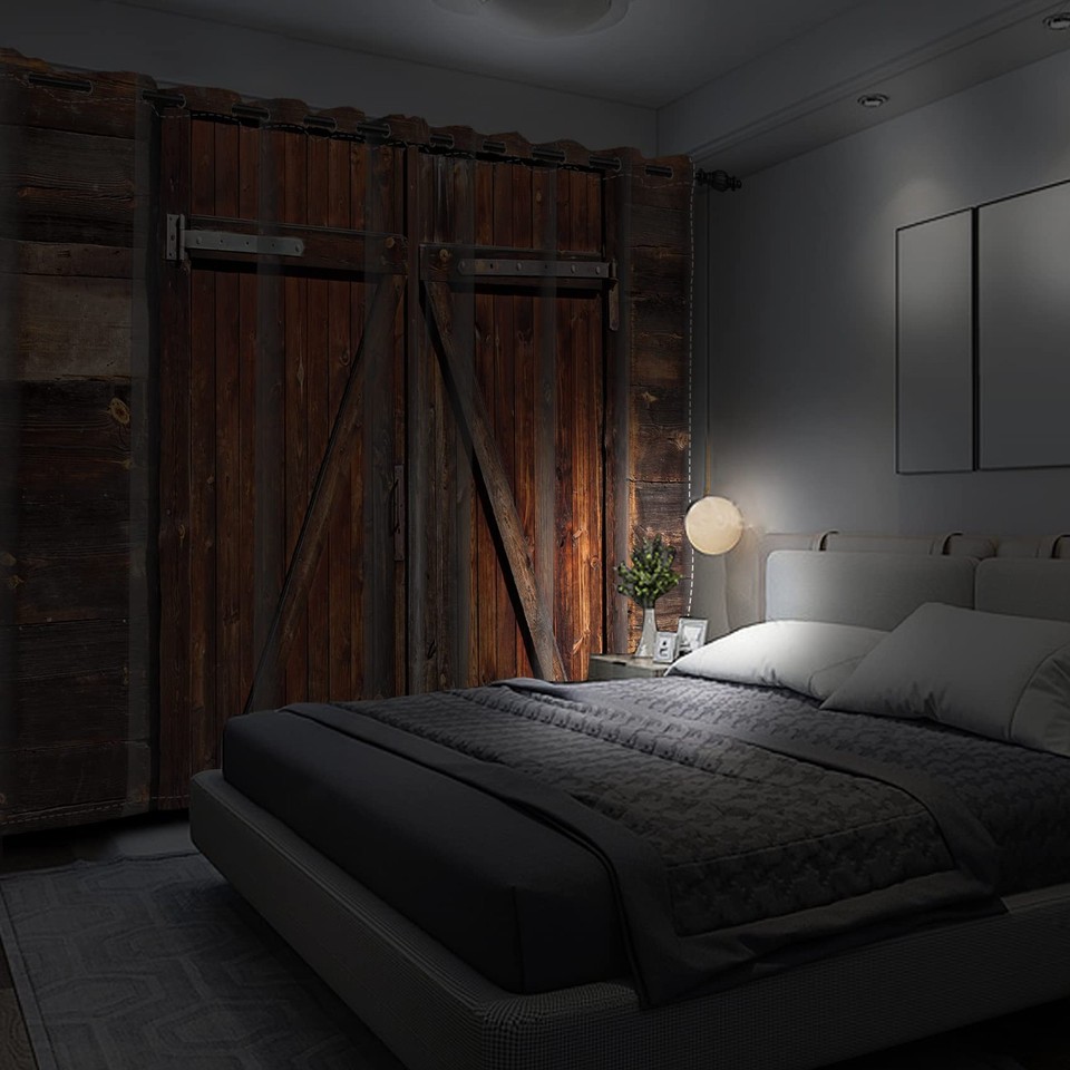 42x96inches Rustic Barn Door Window Curtains 2 Panels Grommet Brown ...