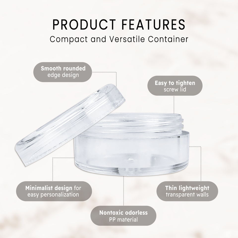 500 High Quality 5 Gram Clear Lid Jars - Makeup Cream Sample container ...