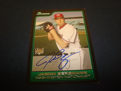 Jason Bergmann Nationals 2006 Bowman #216 RC Signed Authentic Autograph ...