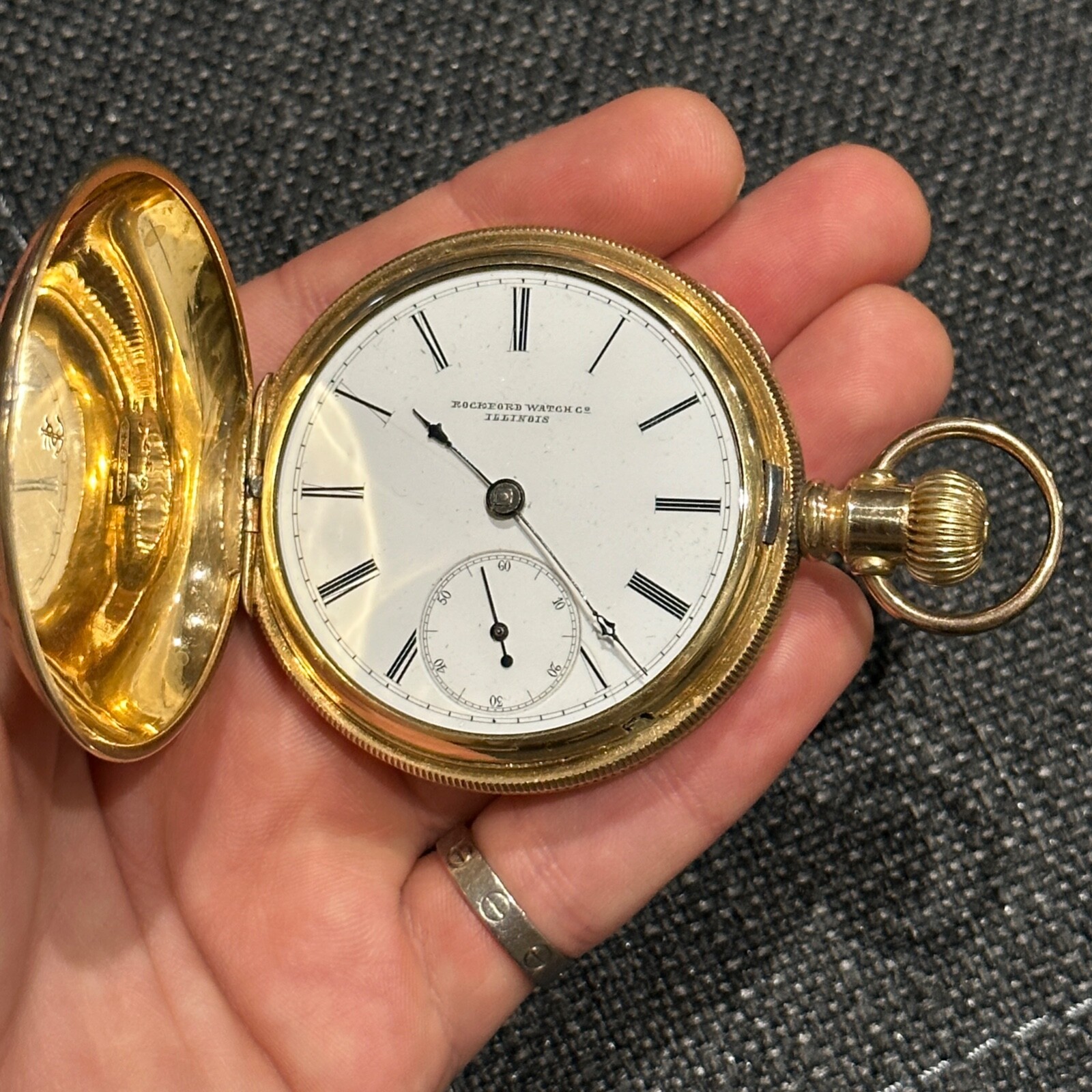 Rare 1882 Rockford Watch Co. Illinois Working Pocket Watch Hunter Case ...