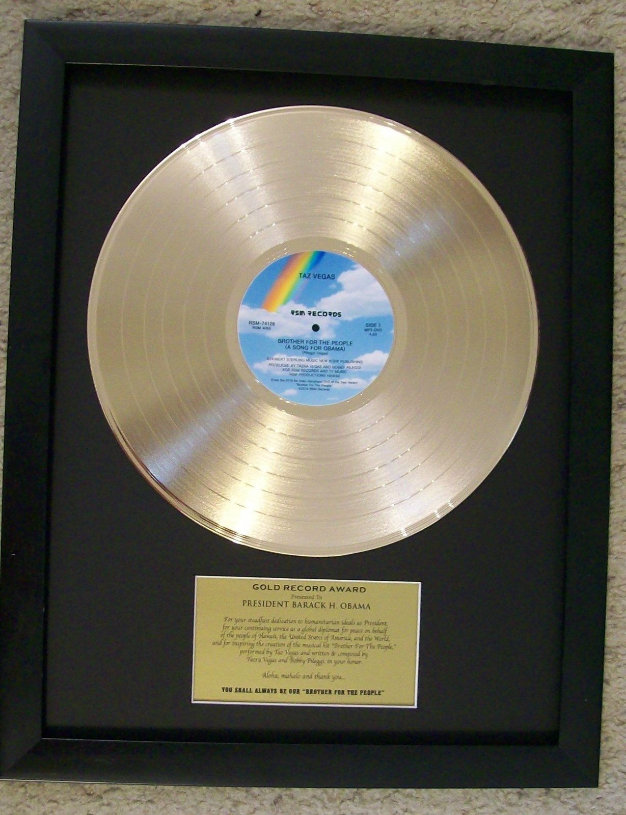 Pesonalized Gold LP Album Record Music Award+ Custom Plaque CD Display ...