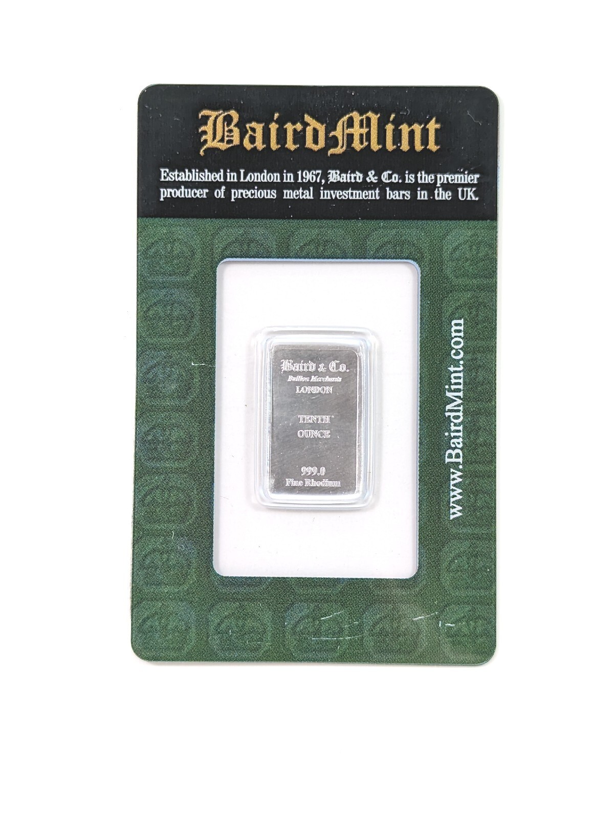 Baird & Co. Mint 1/10th Ounce Rhodium Bar Sealed in Assay | eBay