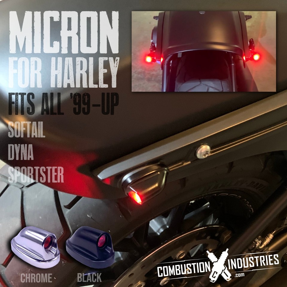 Micron 3 in 1 RED LED turn signals Harley Dyna Sportster Softail ...