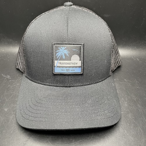 Travis Mathew Golf Hat Cap Black Snapback FlexFit Palm Tree Patch Logo ...