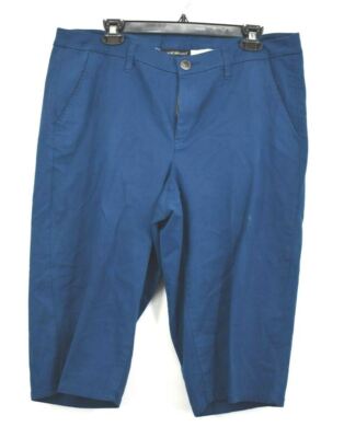 Lane Bryant Womens Blue Zip Fly Straight Leg Slash Pocket Capri Pant ...