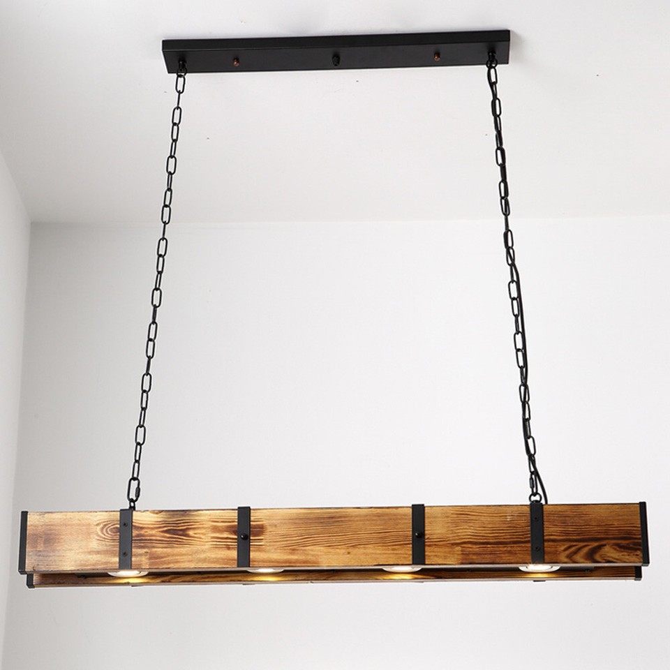 Ceiling Light Vintage Rustic Lamp Wood Beam Farmhouse Chandelier ...