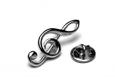 Polished Treble Clef silver-plated pin badge gift musician conductor ...