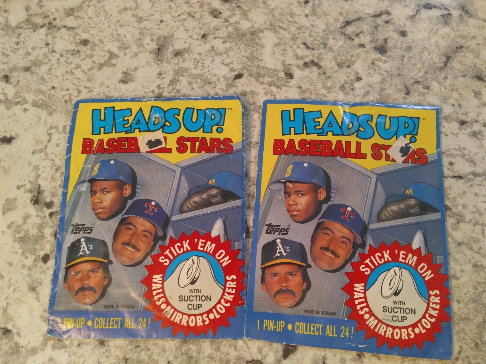2 Sealed Packs of Topps 1990 Heads Up Baseball Stars Pin Up Never been ...