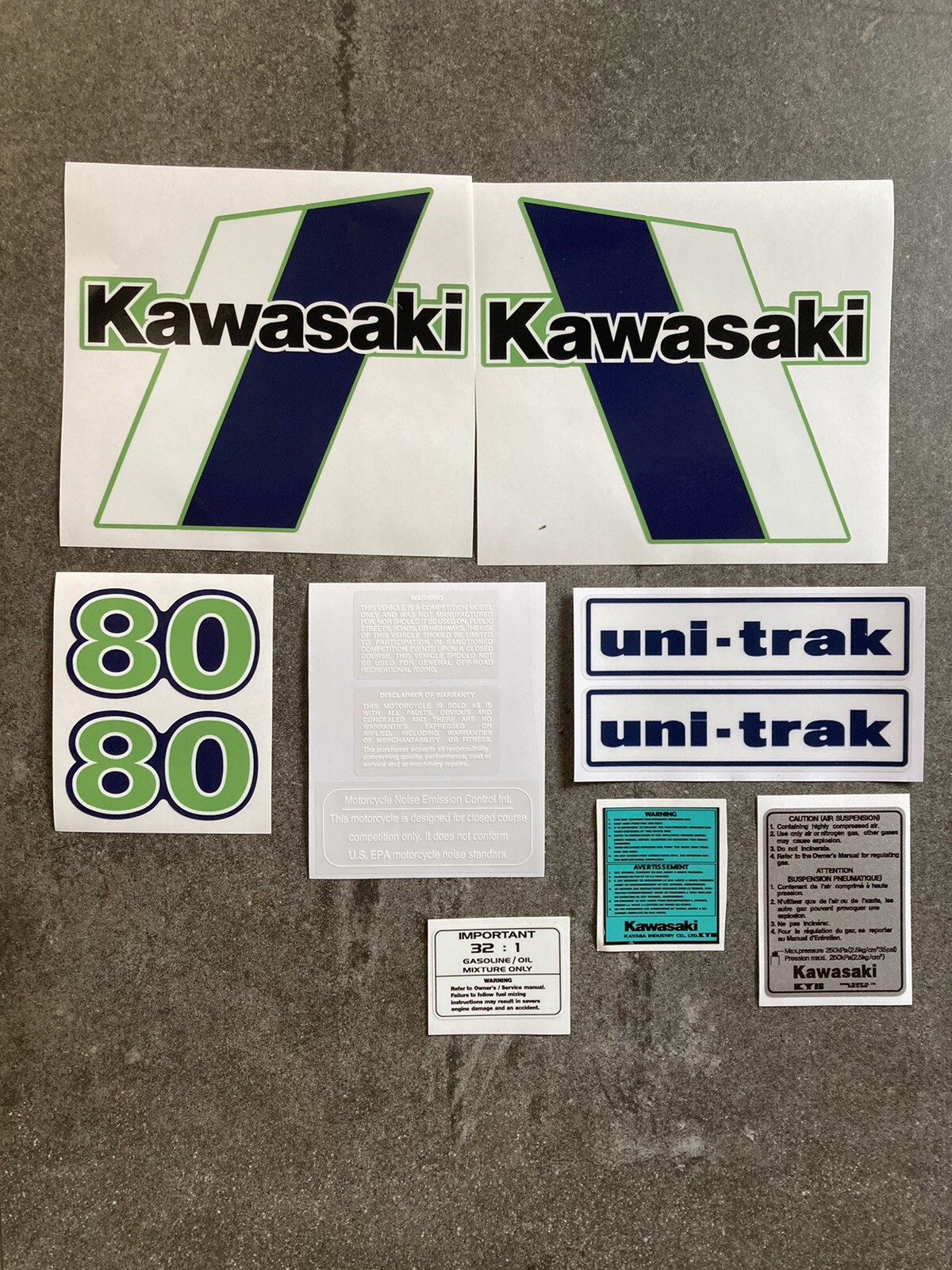 kawasaki KX80 1981 Decal Set/ Sticker Kit Including Satin Black ...