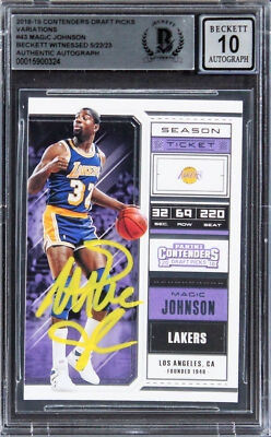 Magic Johnson Signed 2018 Contenders Draft Picks Var #43 Card Auto 10 ...