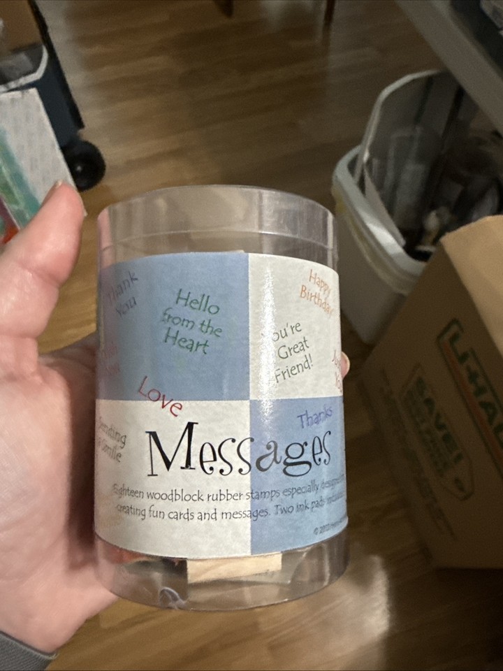 Lot of 18 Wooden Block Rubber Stamps Messages Scrapbooking Text ...