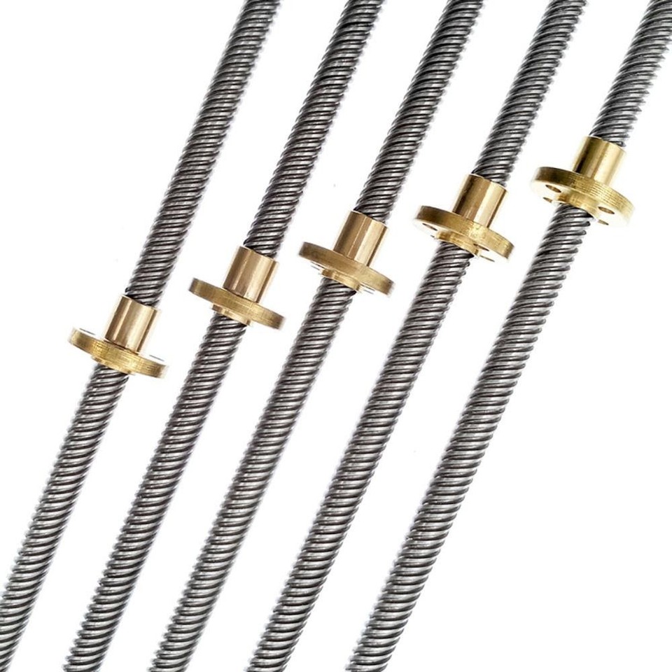 T8 Lead Screw Trapezoidal Rod Thread Length 100mm-450mm + Brass Nut ...