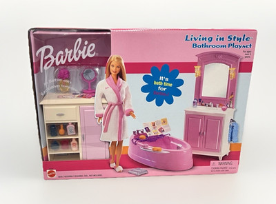 Vintage Mattel Barbie Living In Style Bathroom Playset Doll House ...