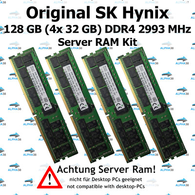 128 GB (4x 32 GB) RDIMM DDR4-2933 AMD EPYC 7552 7642 7662 7702 7702P ...
