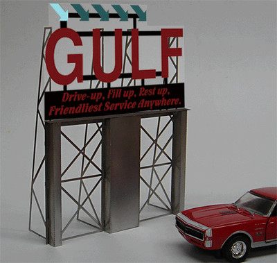 Miller Engineering 8181 HO/O Scale Gulf Roadside BB Illuminated Sign | eBay